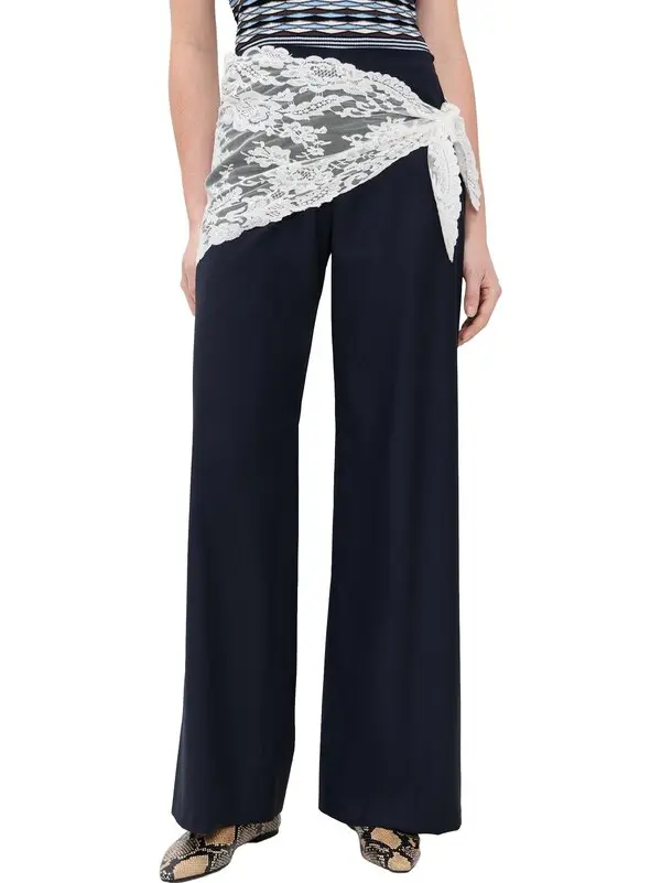 Sea Fiora Tropical Wool Trousers - Navy
