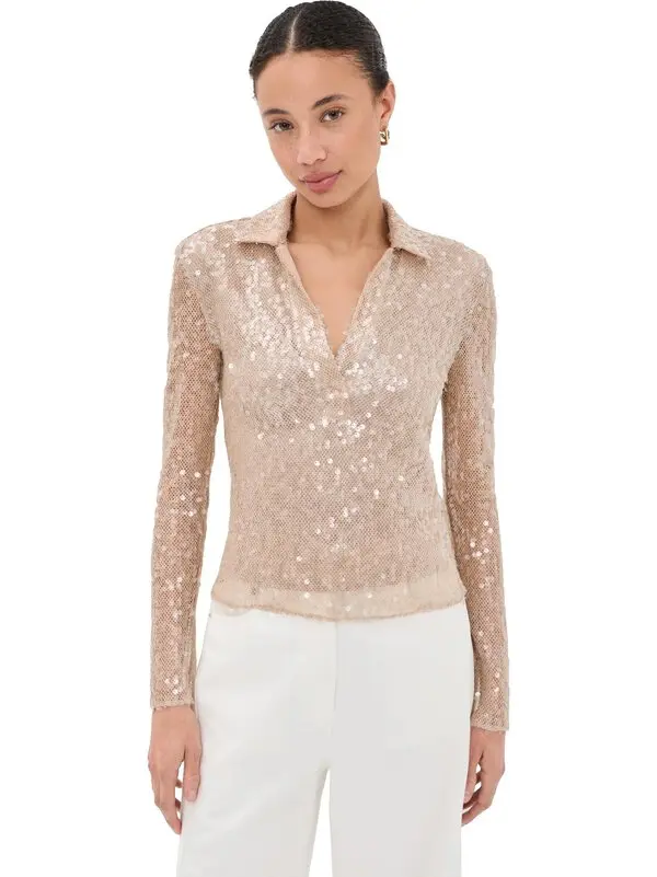 Veronica Beard Meryl Sequin Top - Champagne