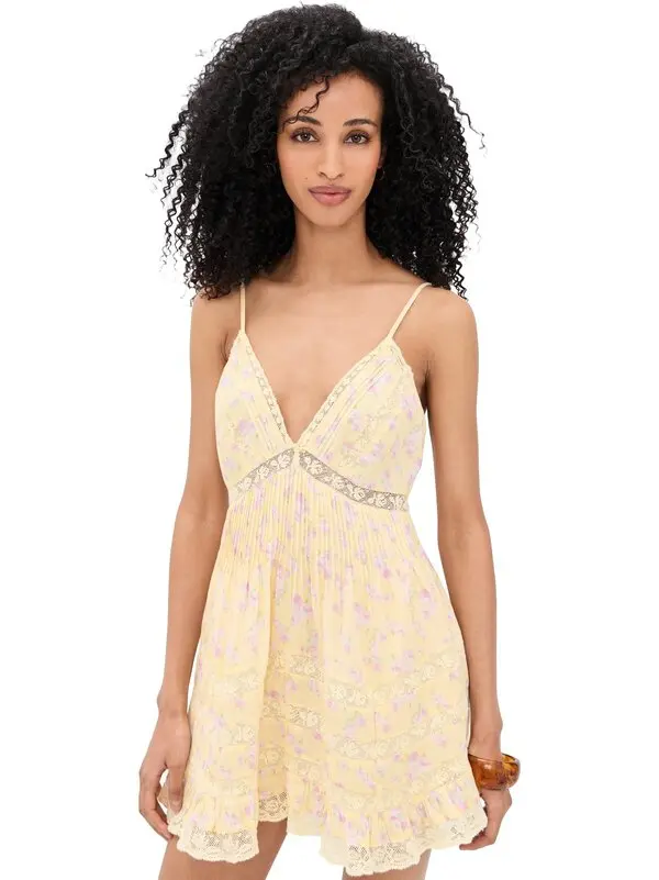 LoveShackFancy Alonna Mini Dress - Lemon Spritz