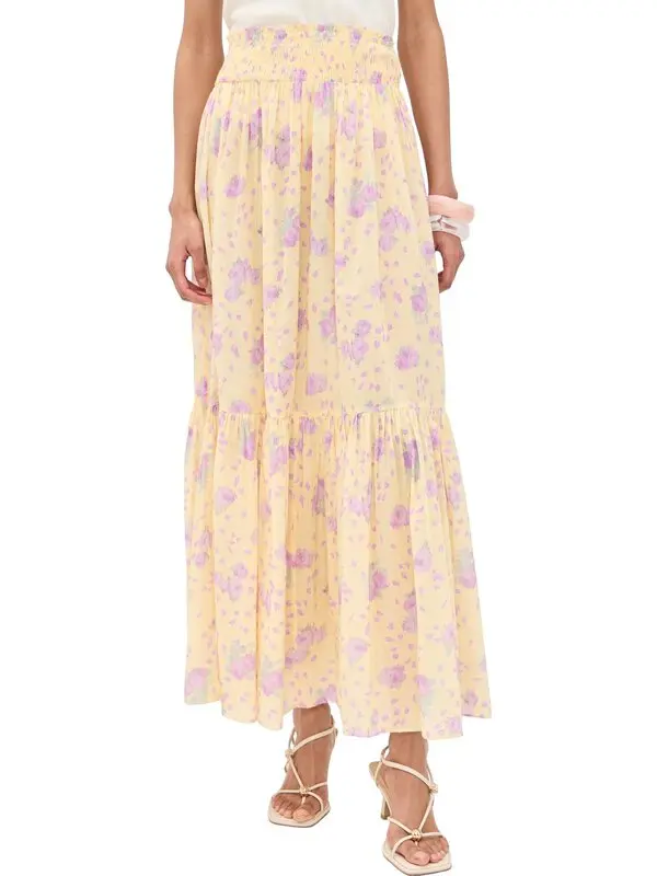 LoveShackFancy Floral Print Maxi Skirt - Sunshine Dream