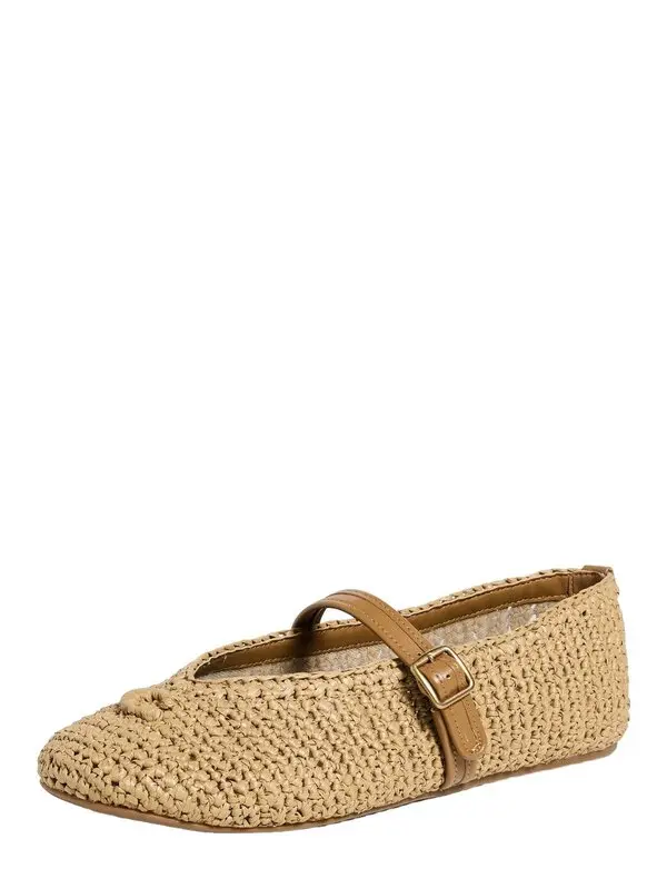 COACH Sculpted C Soft Mary Jane Flats - Natural Raffia
