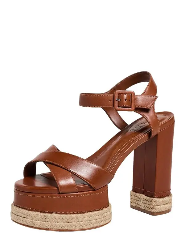 Schutz Hilda Rope High Sandals - Cognac