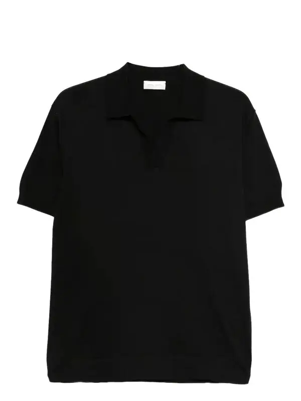 PAOLO PECORA Open Collar T-shirt - Black