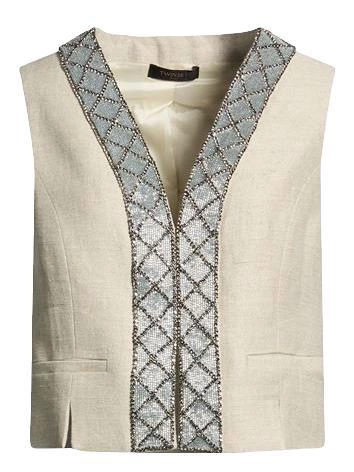 TWINSET Embellished Linen Vest - Light Grey