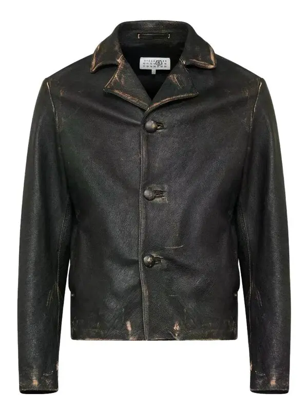 MAISON MARGIELA Distressed Leather Jacket - Black