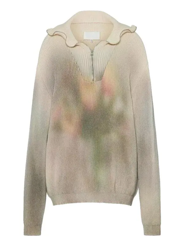 MAISON MARGIELA Floral Zip Knit Sweater - Neutrals