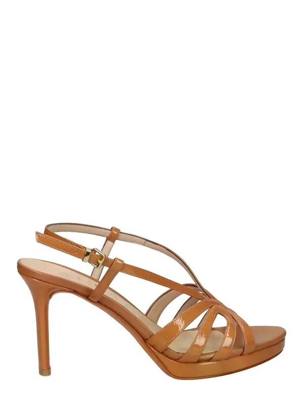 ALBANO Patent-leather Stiletto Sandals - Brown