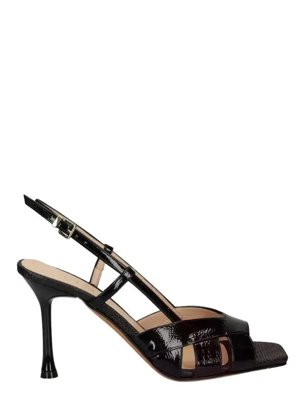 ALBANO Patent-leather Slingback Sandals - Black