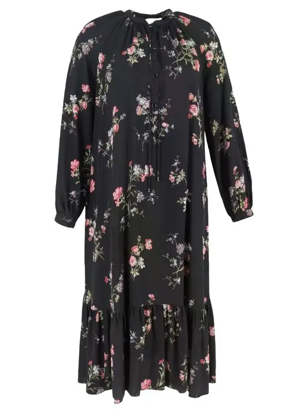 Celine Floral-print Midi Dress - Black
