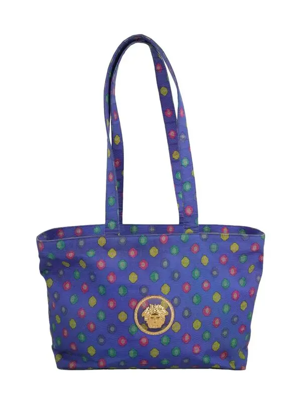 Versace Polka-dot Medallion Tote Bag - Blue