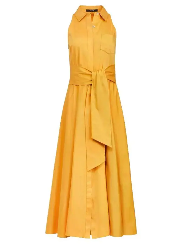 TOCCIN Tie-front Shirt Midi Dress - Yellow