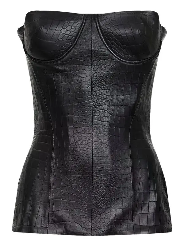 Alex Perry Crocodile-embossed Strapless Top - Black
