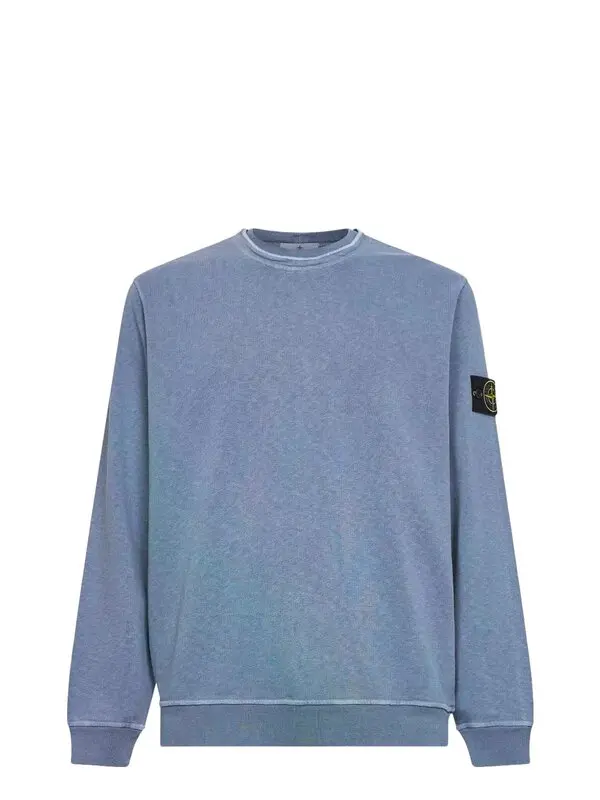 Stone Island Cotton Crewneck Sweatshirt With Removable Badge - Blue