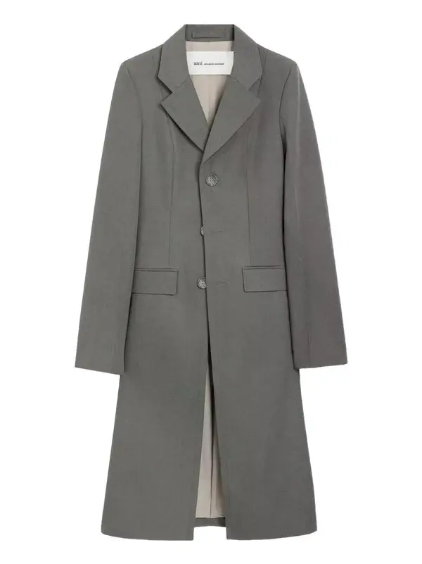 AMI Paris Fitted Single-breasted Coat - Grey