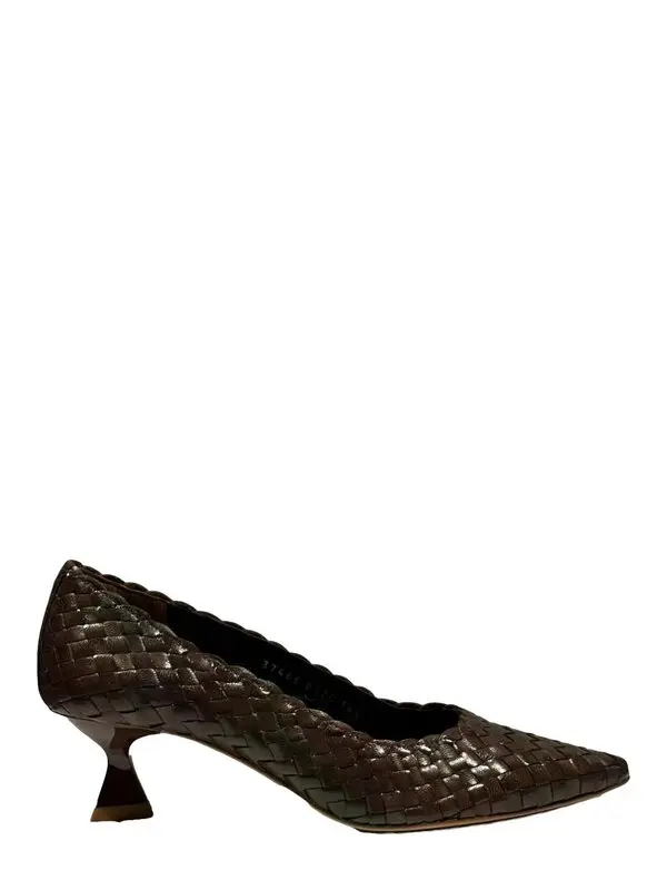 LA ROSE 50mm Carol Woven Pumps - Brown