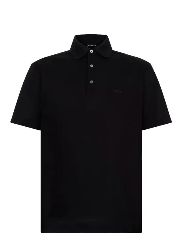 Zegna Patch Polo Shirt - Black