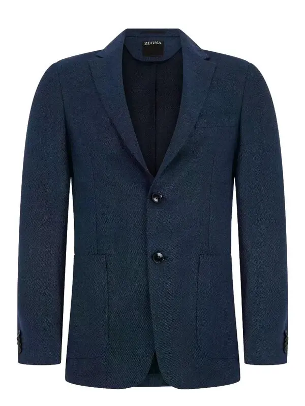 Zegna Button Patch-pocket Blazer - Blue