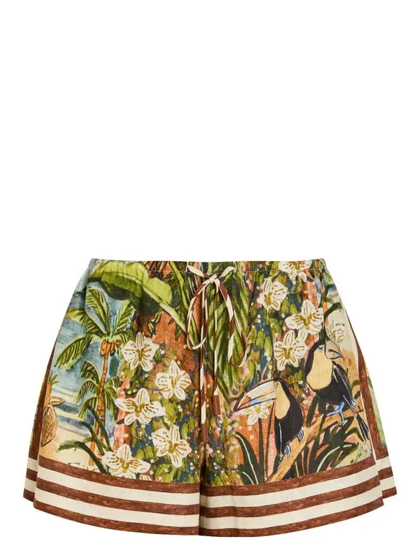 ALEMAIS Printed Linen Shorts - Multicoloured