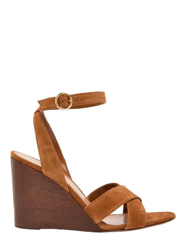 GIANVITO ROSSI Ines 90 Suede Sandals - Brown