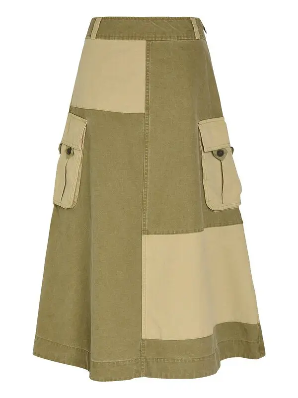 DAMSON MADDER Marcelle Barn Cotton Canvas Midi Skirt - Green