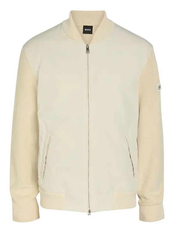 BOSS Quilted Knit Cotton And Shell Jacket - Beige