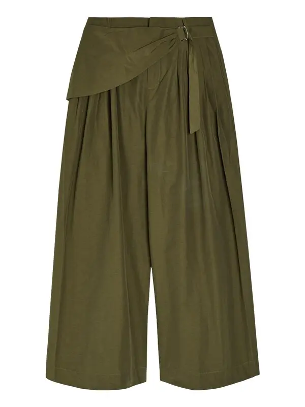 DAMSON MADDER Fabia Cotton-blend Trousers - Khaki