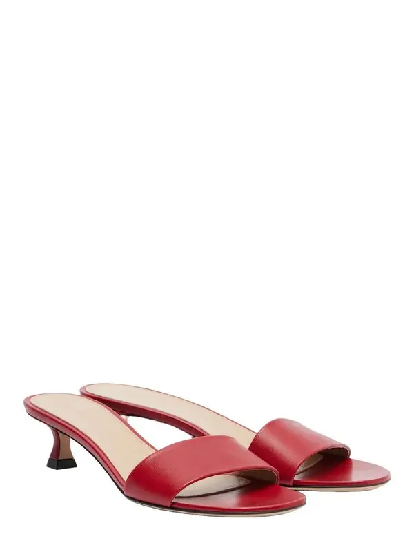 THE ROW Leather Slides - Red