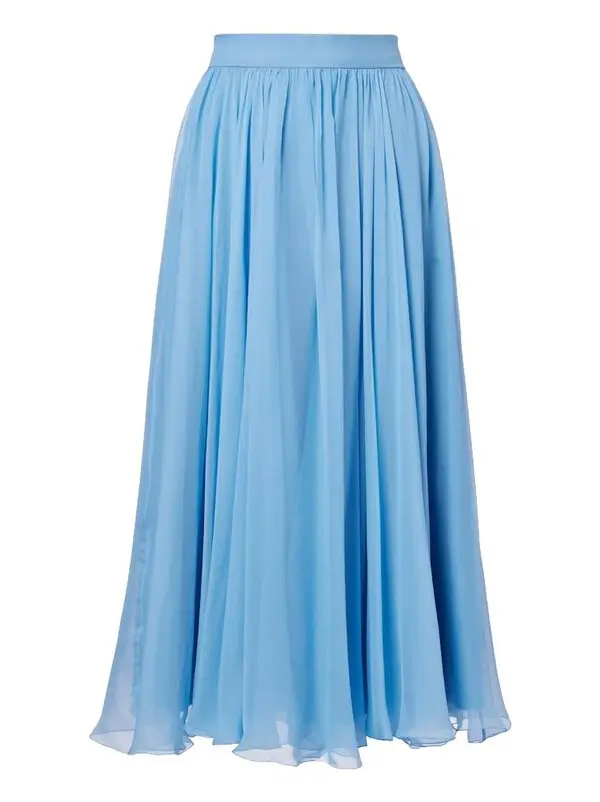 Dolce & Gabbana Silk Chiffon Midi Skirt - Blue
