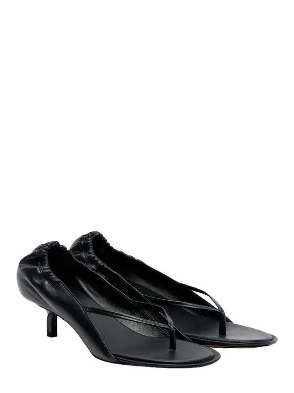 Jacquemus Leather Thong Sandals - Black