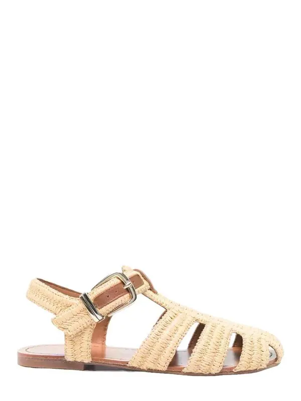 Maje Woven Buckle Sandals - Neutrals