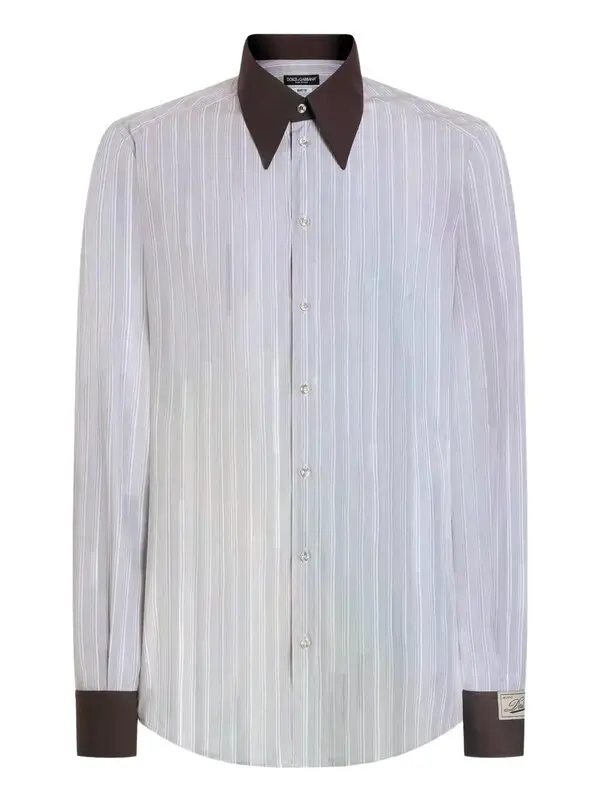 Dolce & Gabbana Striped Collared Shirt - Grey