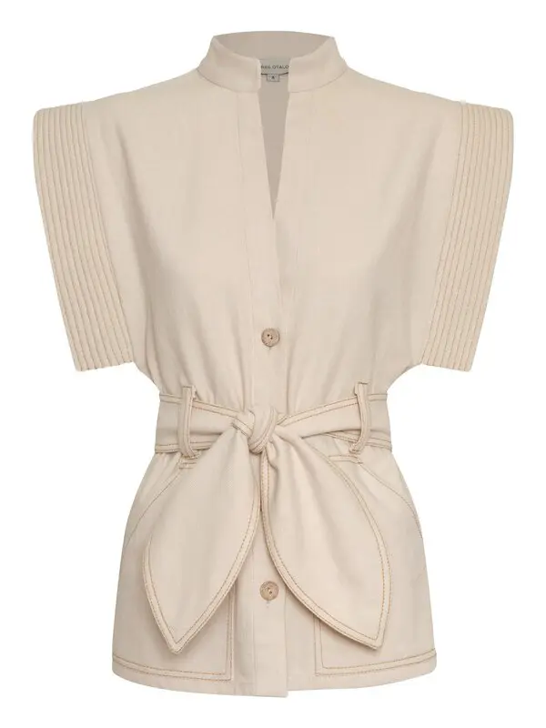 ANDRES OTALORA La Costa Cotton-linen Vest With Belt - Ivory