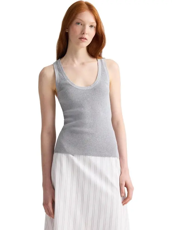 TWP First Layer Tank In Cotton Silk Yarn - Light Heather Grey