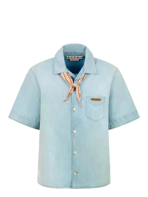 Marni Pocket Checked-tie Shirt - Blue