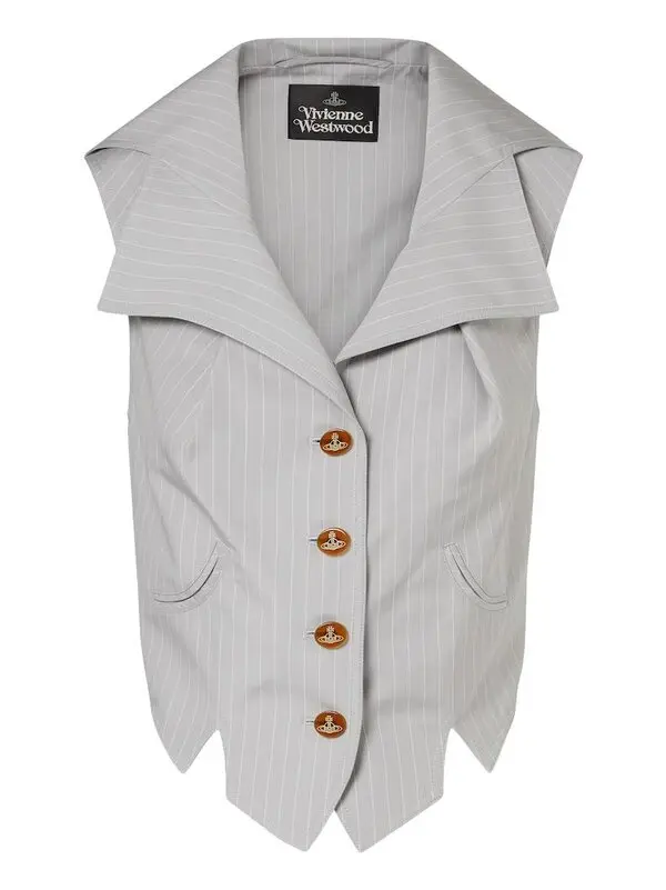 VIVIENNE WESTWOOD Meryl Pinstripe Cotton Vest - Grey
