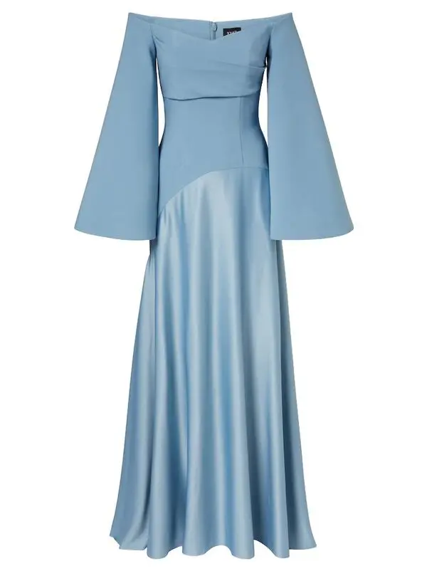 Solace London Rina Crêpe And Satin Gown - Blue