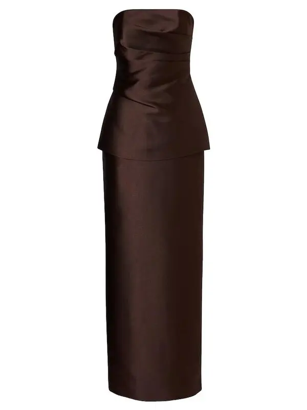 Solace London Lucille Satin Gown - Brown
