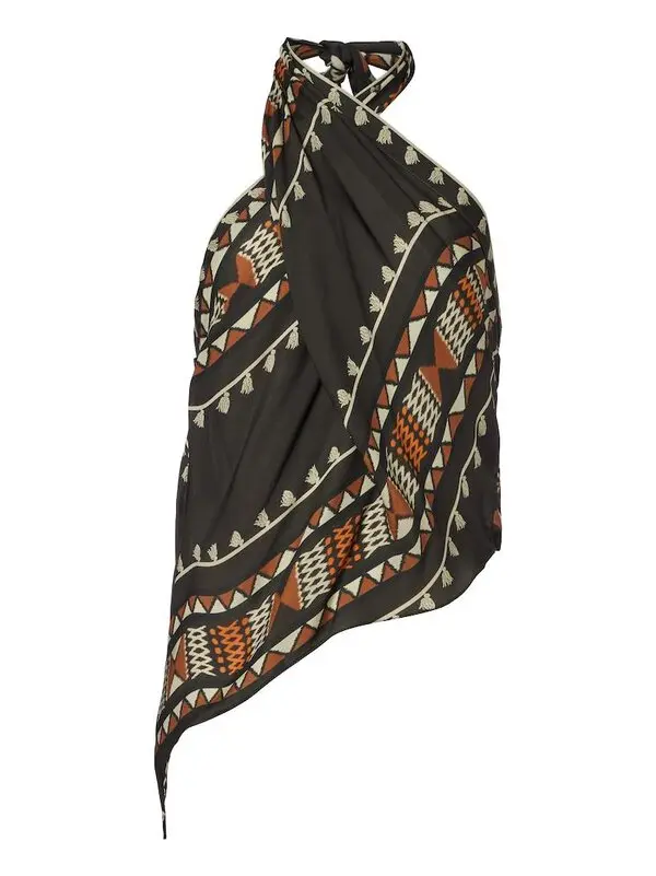 Johanna Ortiz Ancestral Printed Silk Georgette Top - Black
