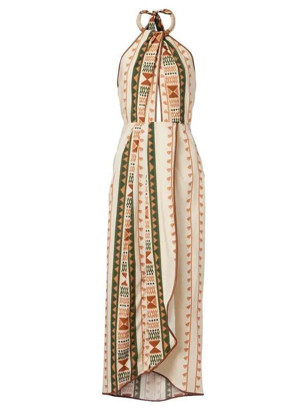 Johanna Ortiz Centro Del Cielo Printed Cotton Midi Dress - Beige