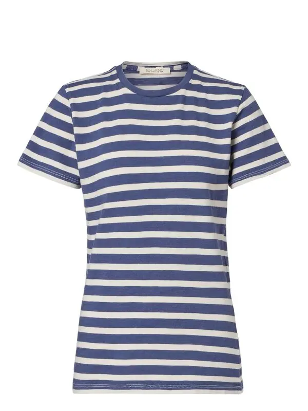 NILI LOTAN Lana Striped Cotton T-shirt - Blue