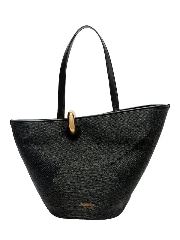 Jacquemus Bambola Large Raffia-effect Bucket Bag - Black