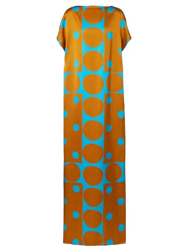 Dries Van Noten Printed Satin Maxi Dress - Brown