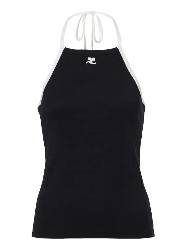 COURREGES Logo Tie-back Halterneck Top - Black