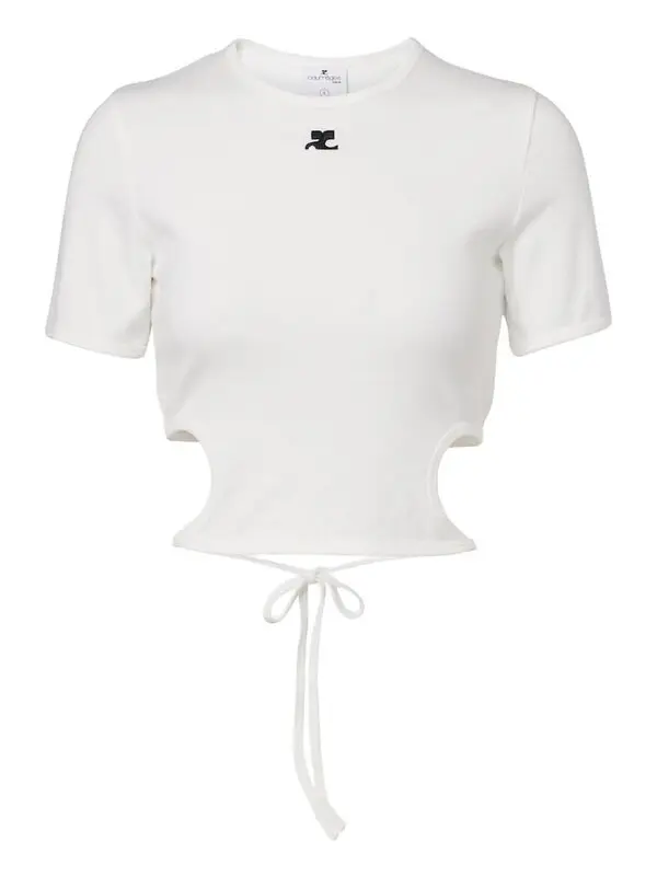 COURREGES Courrèges Logo Cutout Crop Top - White