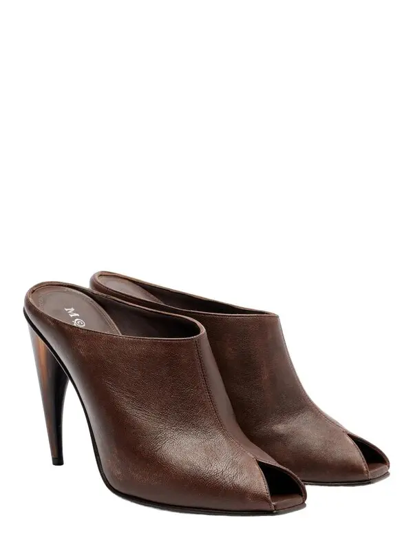 Alexander McQueen Horn Leather Mules - Brown