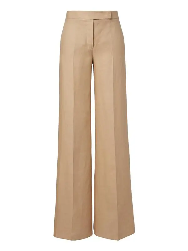 Max Mara Pleated Wide-leg Linen Pants - Beige