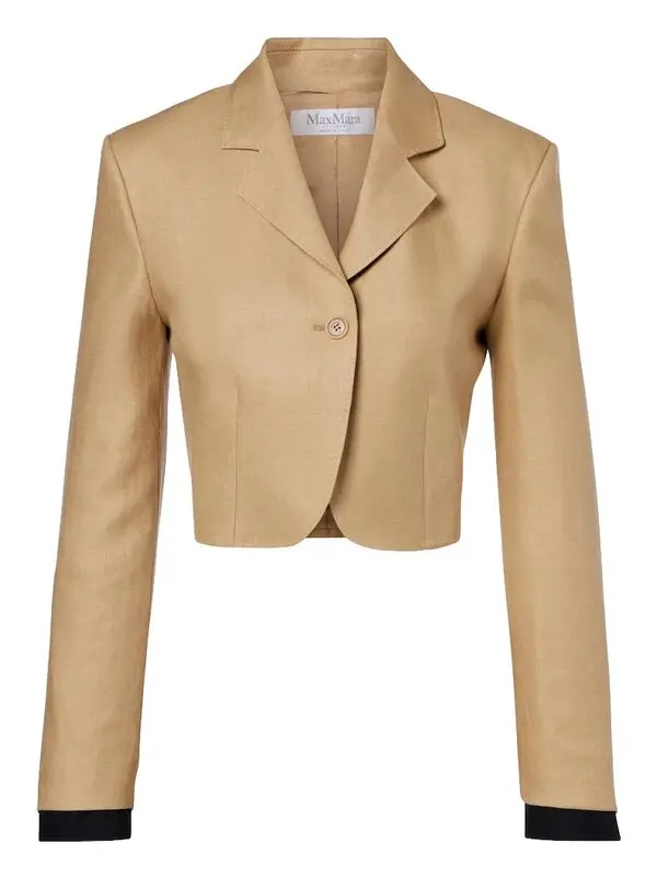 Max Mara Buono Cropped Linen Blazer - Beige