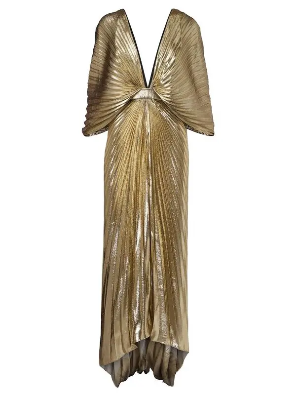 Roberto Cavalli Asymmetric Silk-blend Lamé Gown - Gold