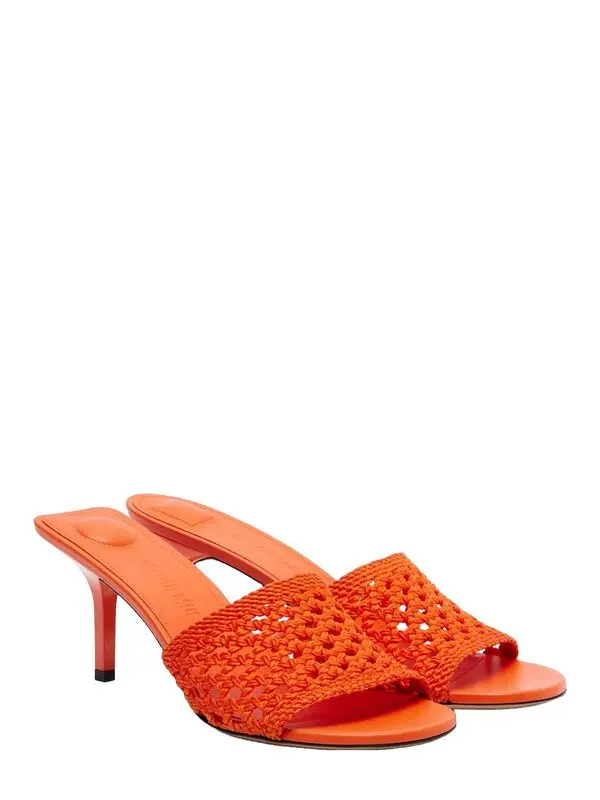 Jacquemus Cubisto Woven Raffia-effect Mules - Orange