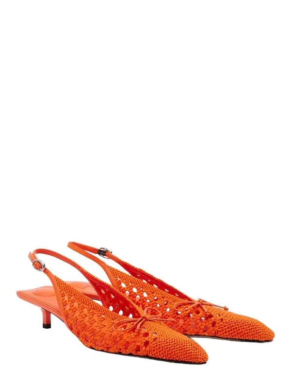 Jacquemus Cubisto Raffia-effect Slingback Pumps - Orange